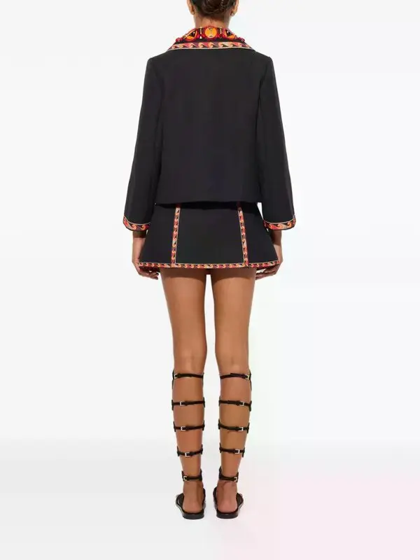 Emilio Pucci Embellished Cotton Jacket With Embroidered Collar