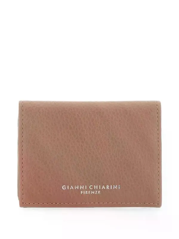 GIANNI CHIARINI Dollaro Pebbled Leather Card Holder - Neutrals