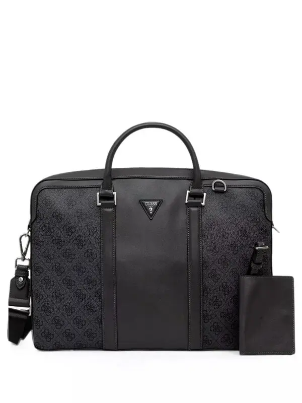 Guess Monogram Print Logo Plaque Holdall - Black