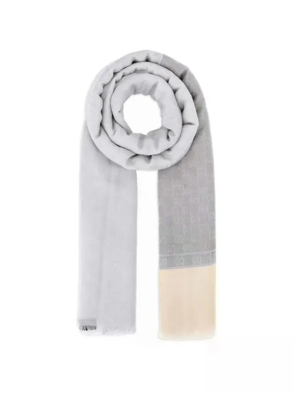 Gucci Gg-motif Frayed Scarf - Grey