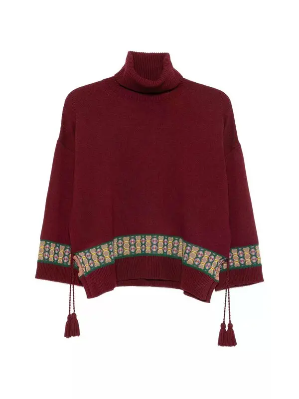 Etro Geometric Pattern Tassel Detail Sweater - Red