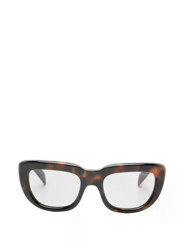 Prada Tortoiseshell Effect Rectangle Frame Sunglasses - Brown