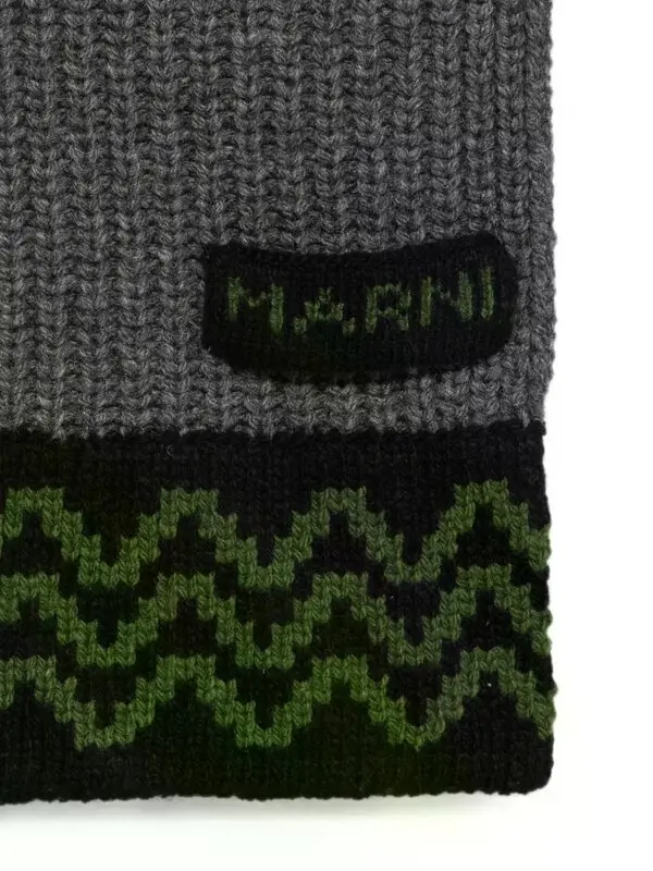 Marni Geometric-pattern Ribbed Scarf
