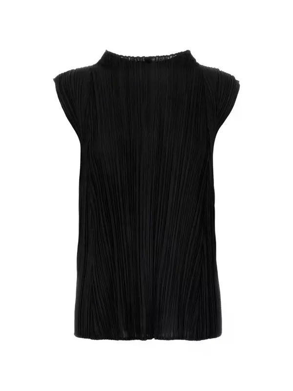 Issey Miyake Pleated Sleeveless Turtleneck Blouse