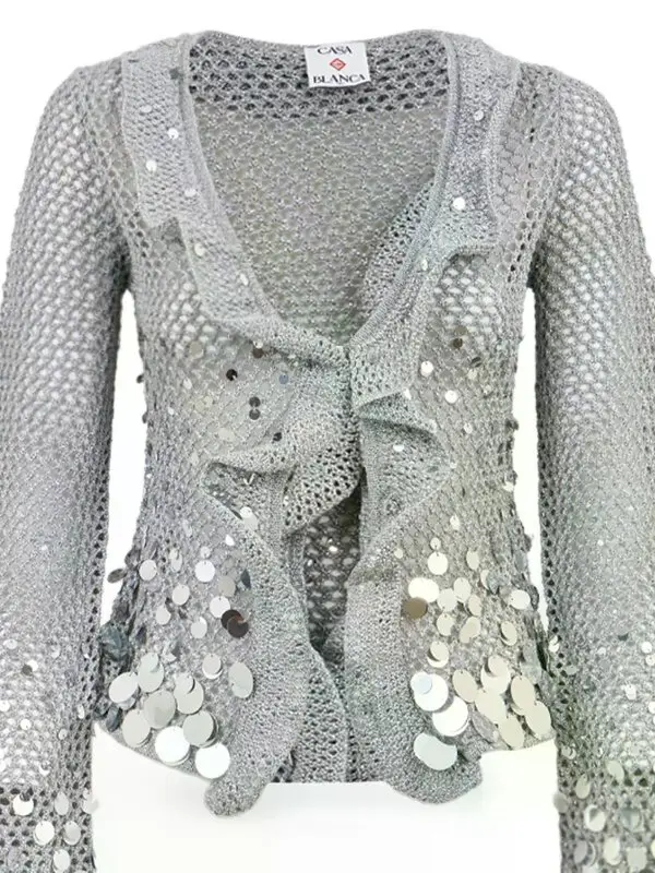 Casablanca Casabanca Sequin Embellished Ruffled Knit Top