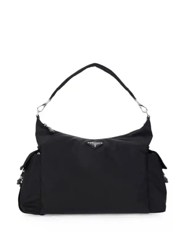 Prada Logo Plaque Tote Bag - Black