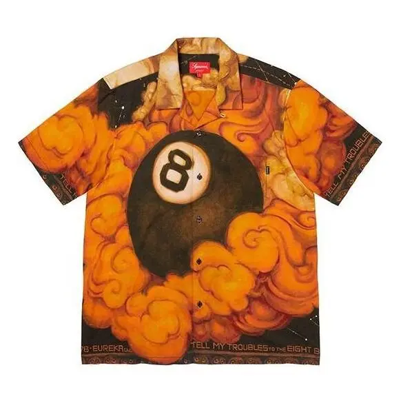 Supreme Fw19 Week 12 X Martin Wong 8-ball Rayon Shirt - Orange