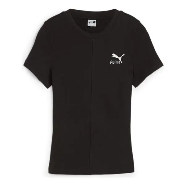 PUMA Classics Ribbed Slim T-shirt - Black