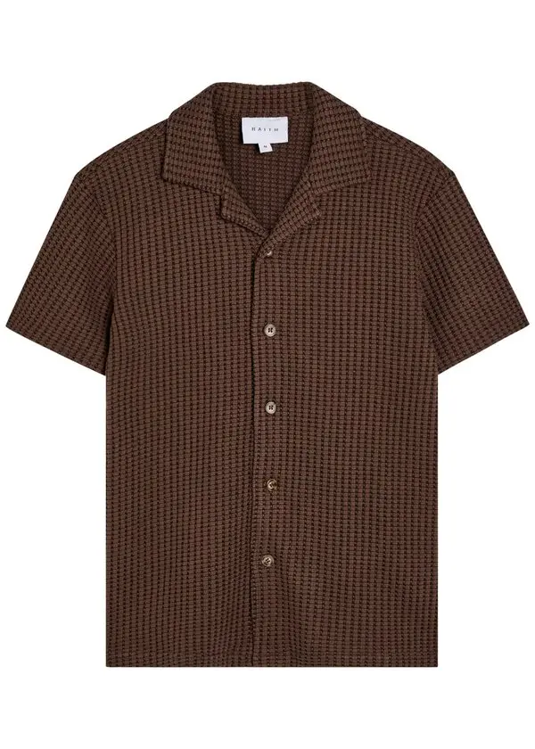 RAITH Marcos Waffle-knit Cotton-blend Shirt - Brown