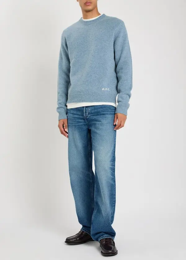 A.p.c. Logo-intarsia Mélange-knit Jumper