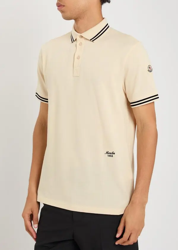 Moncler Logo-embroidered Piqué Cotton Polo Shirt - Multicoloured 1