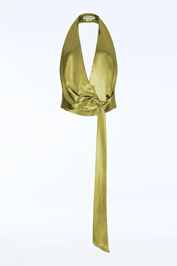 Revolve Cyrielle Halter Neck Top With Draped Scarf Detail - Green