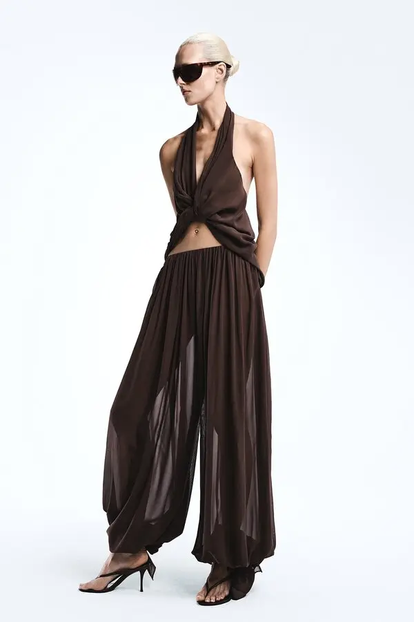 REVOLVE LOS ANGELES Benoit Silk Pant - Brown