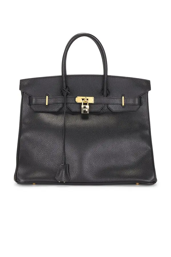 Hermès 1996 Ardennes Birkin 35 Retourne Handbag In Black - Etain