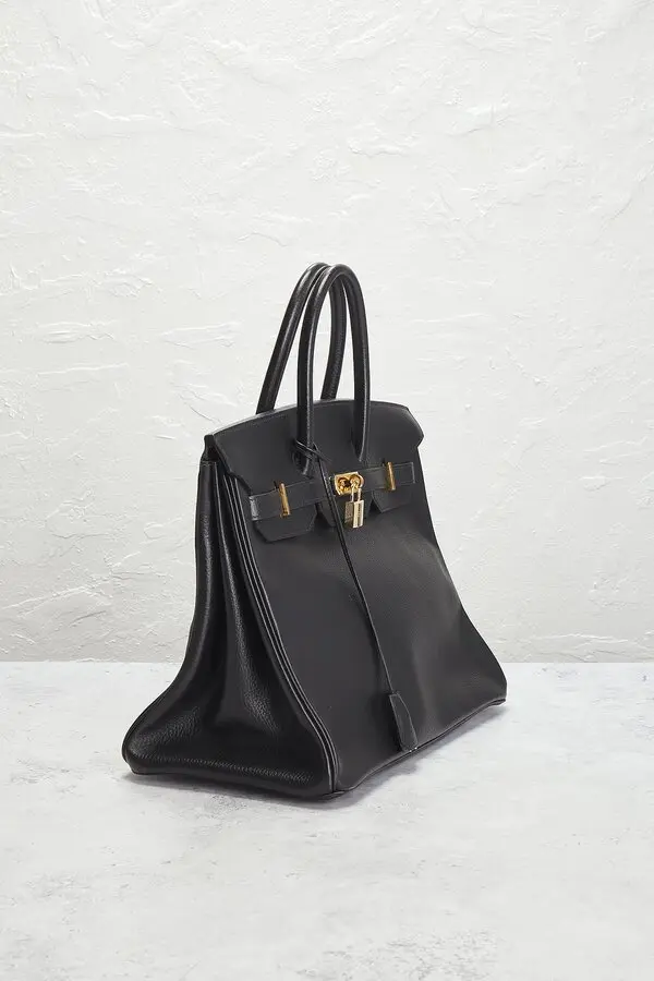Hermès 1996 Ardennes Birkin 35 Retourne Handbag In Black