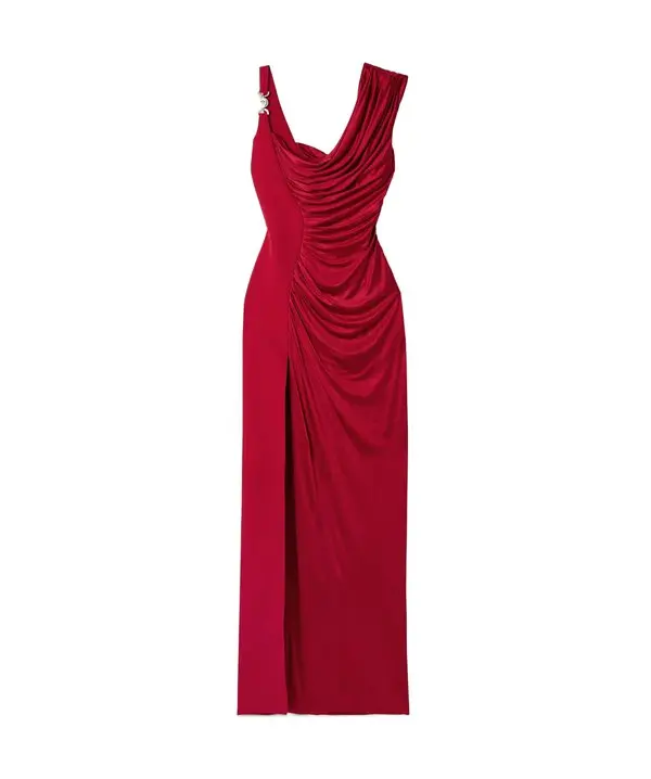 Versace Medusa '95 Draped Satin Gown - Red