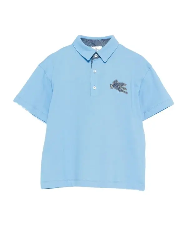 Etro Pegasus-appliqué Polo Shirt - Blue
