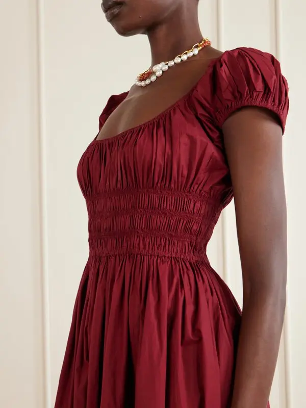 DÔEN Quinley Shir Organic Cotton-voile Midi Dress - Red