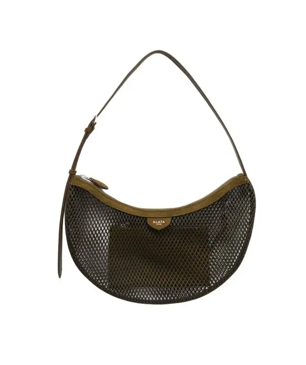 Alaïa Demi Lune Suede-trimmed Mesh Shoulder Bag
