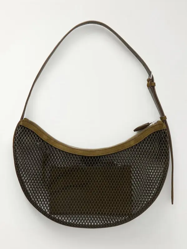 Alaïa Demi Lune Suede-trimmed Mesh Shoulder Bag