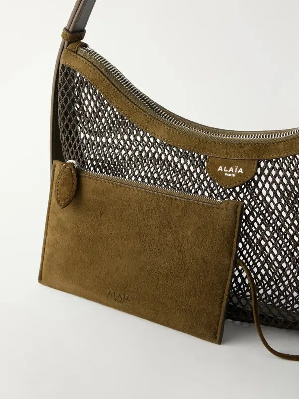 Alaïa Demi Lune Mesh Shoulder Bag - Khaki