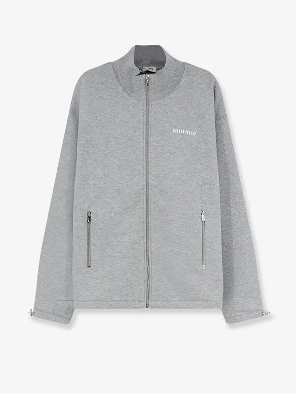 Miu Miu Oversize Cotton Sweatshirt With Zip Closure
