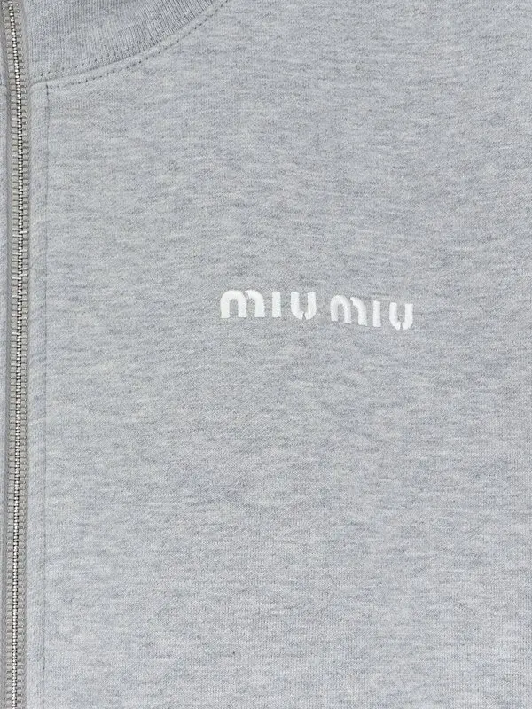 Miu Miu Oversize Cotton Sweatshirt With Zip Closure