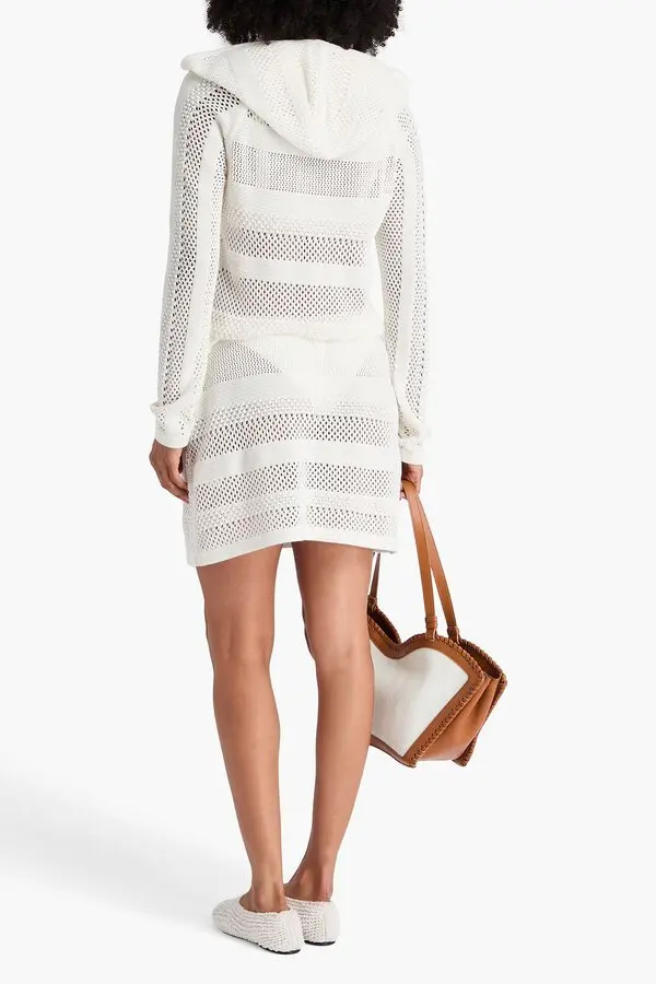 Zimmermann Openknit Cotton Hooded Mini Dress