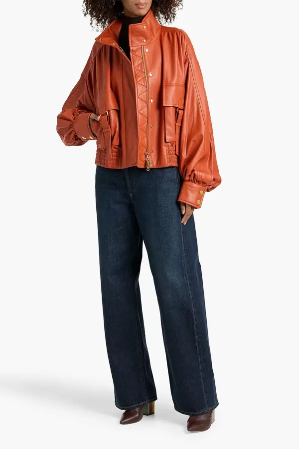 Zimmermann Gathered Leather Jacket