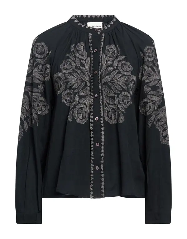 Antik Batik Embroidered Cotton Shirt With Mandarin Collar