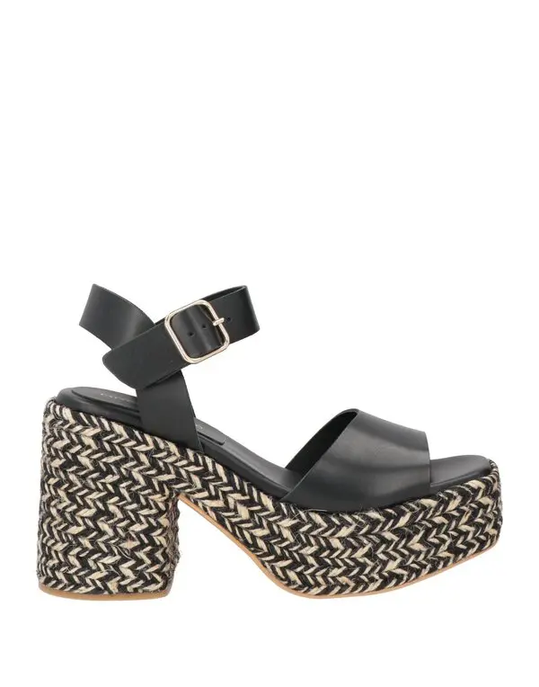 PALOMA BARCELO Leather Two-tone Sandals With Rope Heel