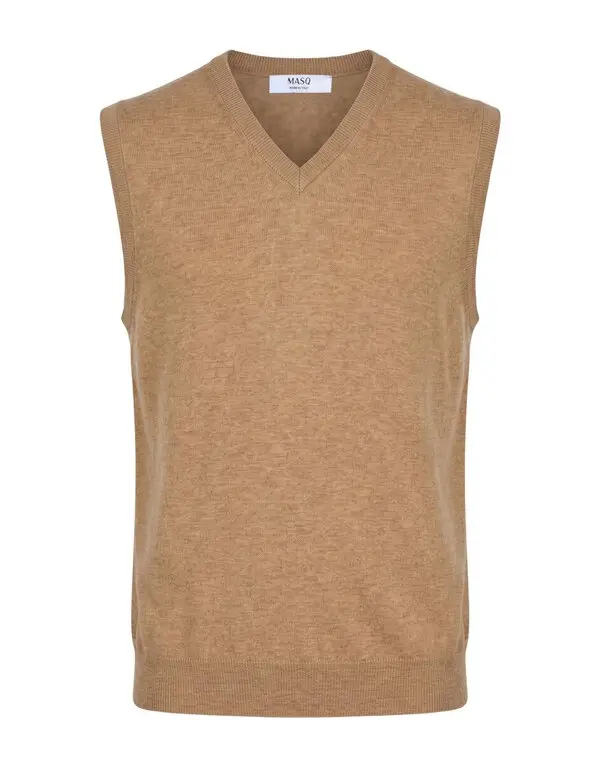 MASQ Merino Wool & Cashmere Sleeveless V-neck Sweater