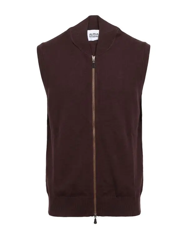 Alpha Studio Midnight Merino Wool Vest - Brown