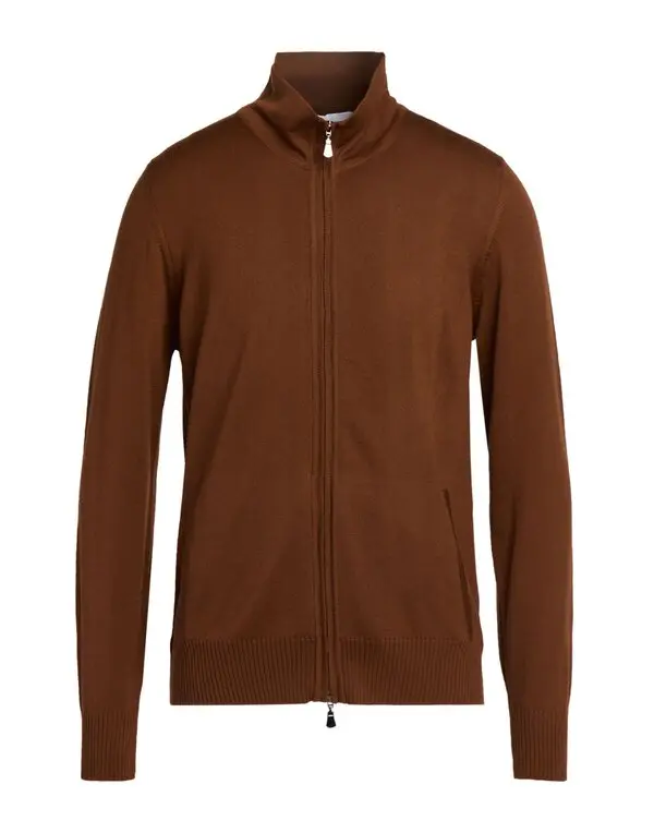 Alpha Studio Merino Wool Zip-up Cardigan - Brown