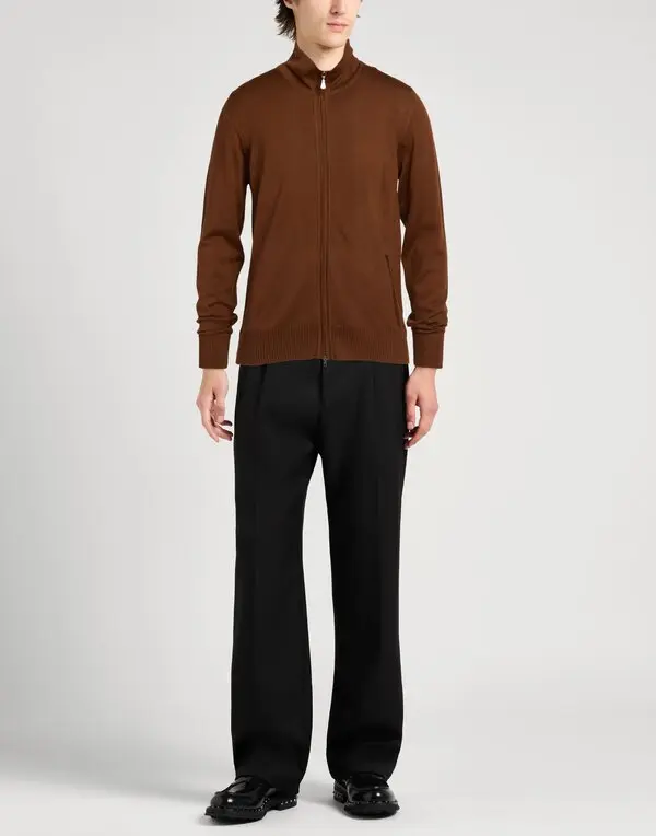 Alpha Studio Merino Wool Zip-up Cardigan - Brown