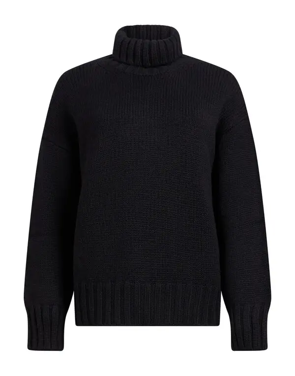 ARAGONA Wool Turtleneck Sweater - Black