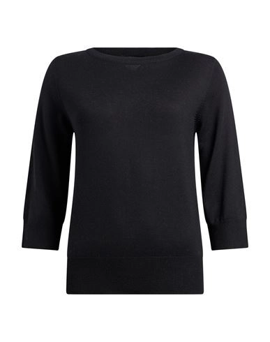 ARAGONA Merino Wool Mock Neck 3/4 Sleeve Sweater - Black