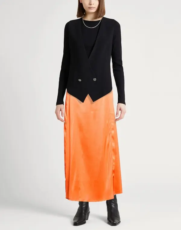 ROBERTO COLLINA Maxi Skirt Size Silk, Elastane - Orange