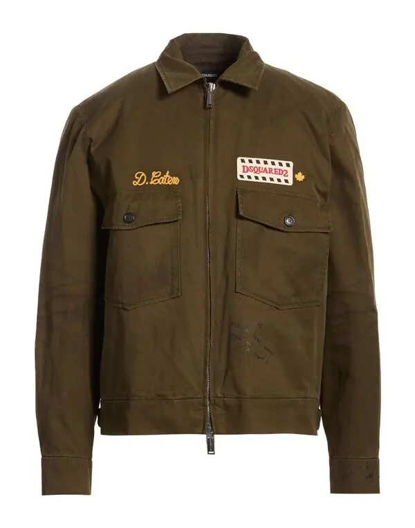Dsquared2 Military Cotton Jacket With Appliqués