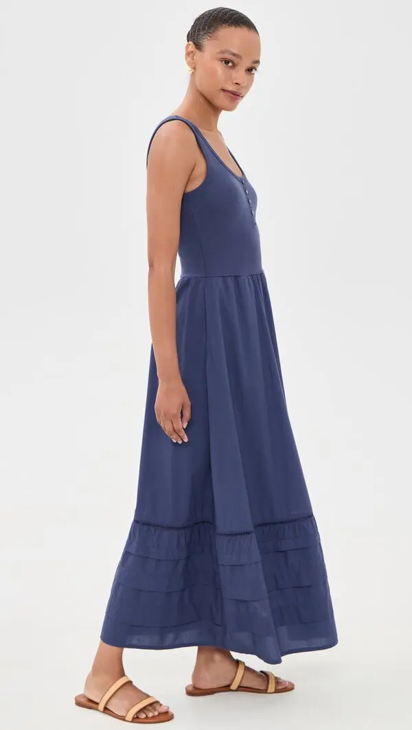 Marine Layer Lexi Rib Knit Woven Mix Dress