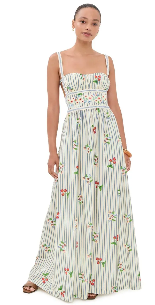 Agua Bendita Ameli Basket Embroidered Maxi Dress - Multicolor