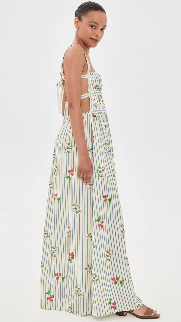 Agua Bendita Ameli Basket Embroidered Maxi Dress