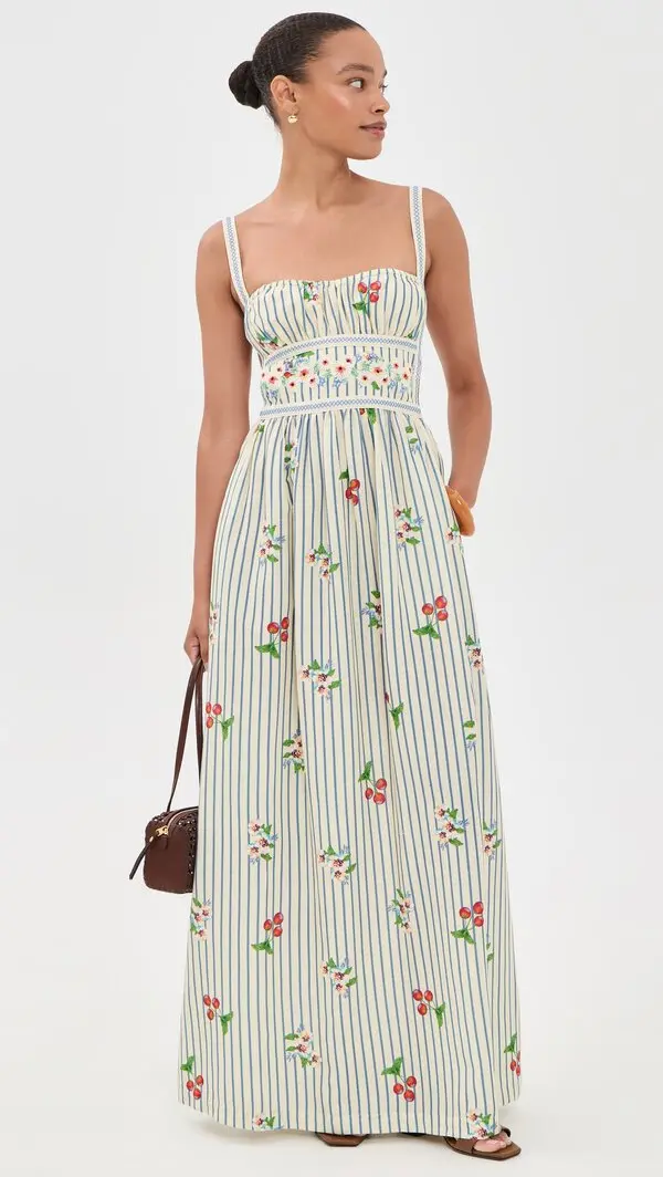 Agua Bendita Ameli Basket Embroidered Maxi Dress