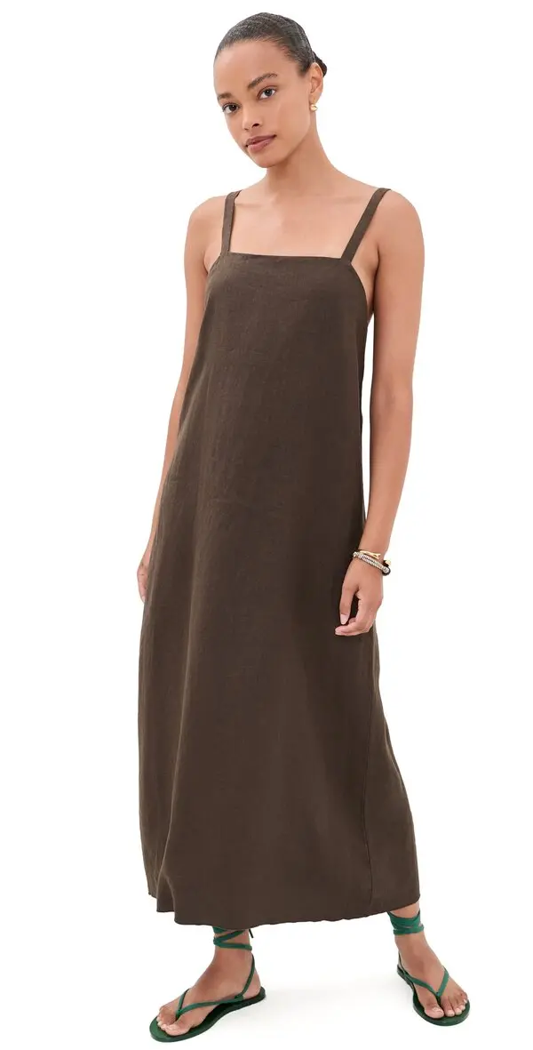 ALEX MILL Maria Linen Mini Dress - Roasted Bean