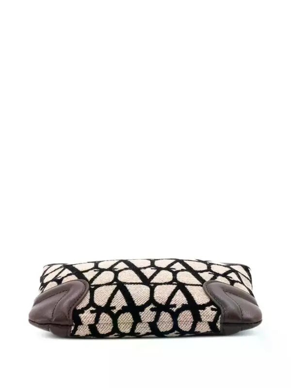 Valentino Garavani Wristlet Pouch Iconographe Canvas And Leather Clutch Bag