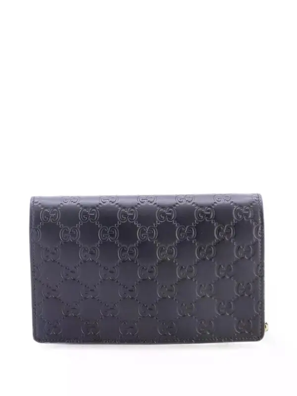 Gucci Crystal Cat Wallet On Chain Guccissima Leather Crossbody Bag