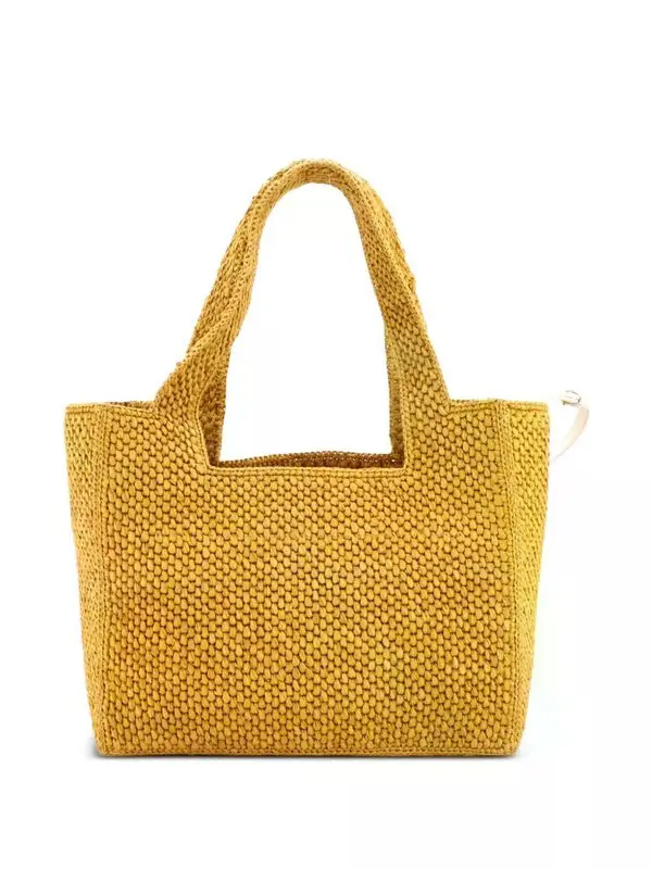Loewe Logo Convertible Raffia Medium Tote Bag - Yellow