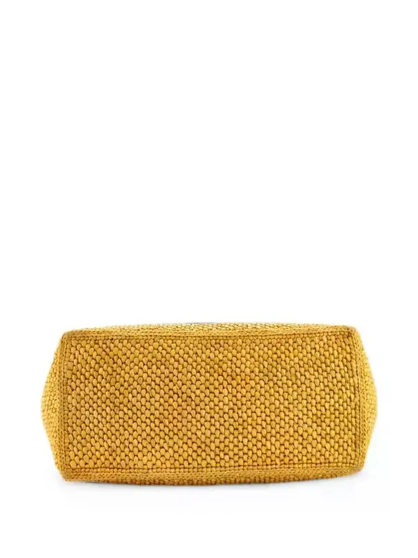 Loewe Logo Convertible Raffia Medium Tote Bag - Yellow
