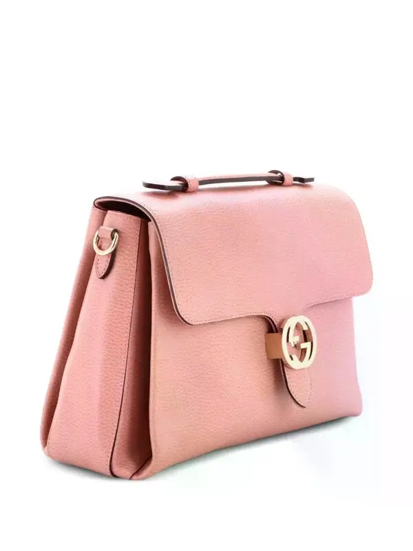 Gucci Interlocking Top Handle Bag Leather Shoulder Bag - Pink