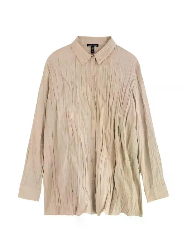 Eileen Fisher Plissé Silk Shirt - Neutrals